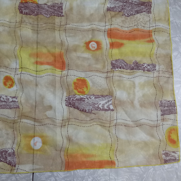 Vintage | Accessories | Vintage 7s 80s Sunny Scene Scarf | Poshmark